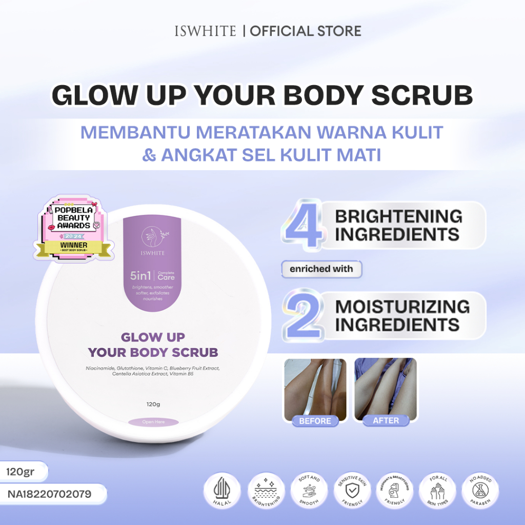 Jual [ SCRUB PENCERAH BADAN ] ISWHITE Glow Up Your Body Scrub 120gr ...