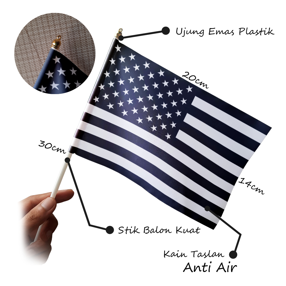 Jual Nazhifa Printing - Bendera Amerika Hitam Kecil, Bendera Tangan ...