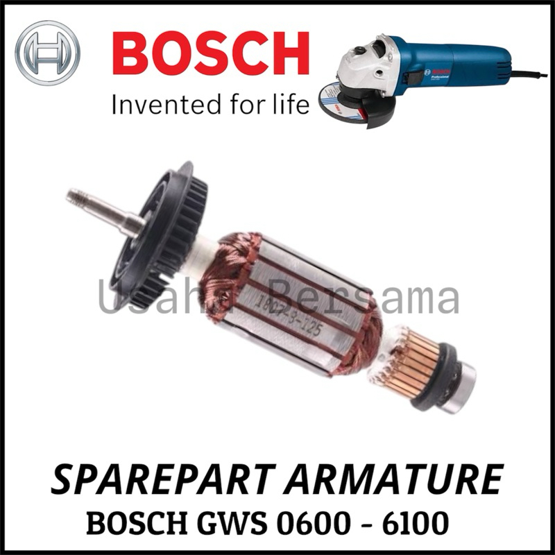 Jual SPAREPART ARMATURE GERINDA BOSCH GWS 0600 / 6-100 GULUNGAN DINAMO ...
