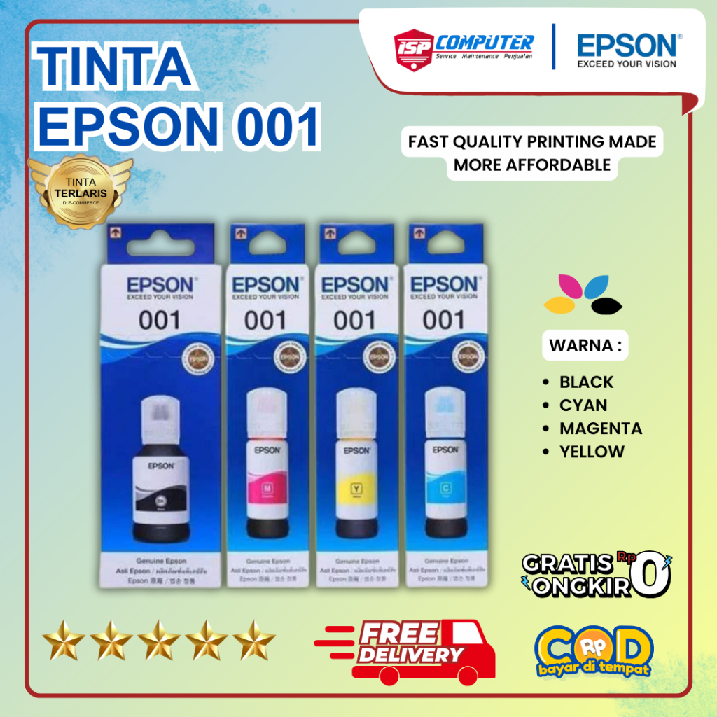 Jual Tinta Epson 001 ORIGINAL / Warna CYAN / FOR L4100/L4200/L6100 ...