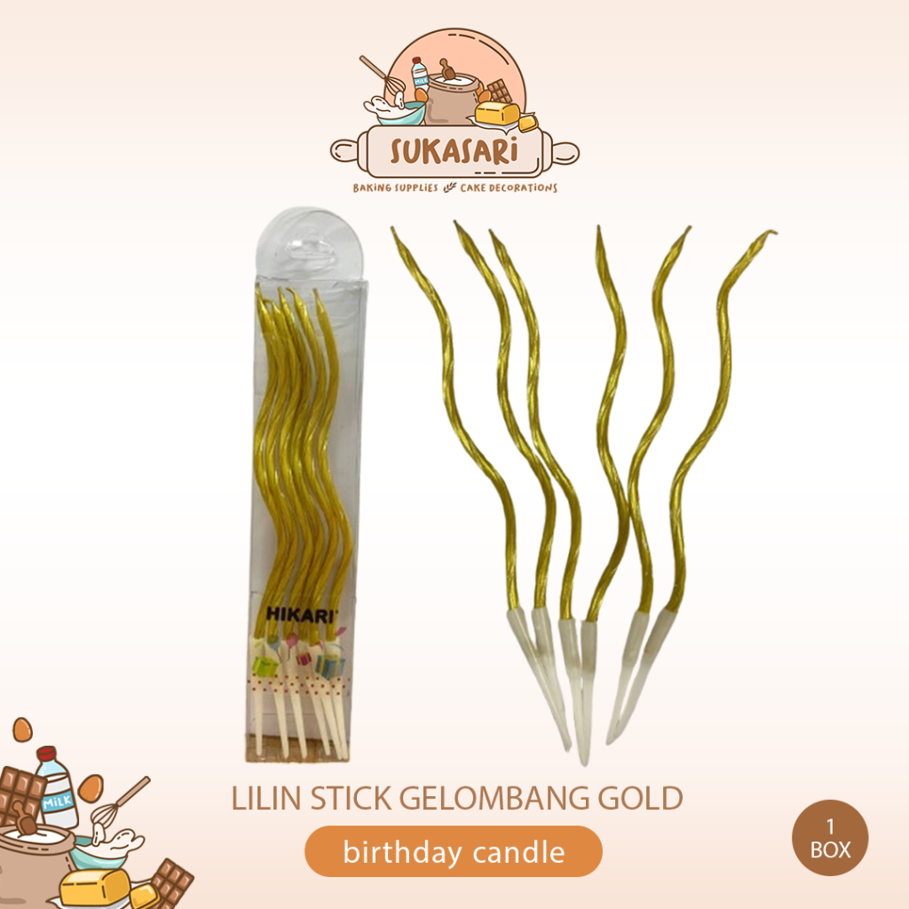Jual Lilin Stick Gelombang Gold Hikari 6 pc candle happy birthday ulang ...