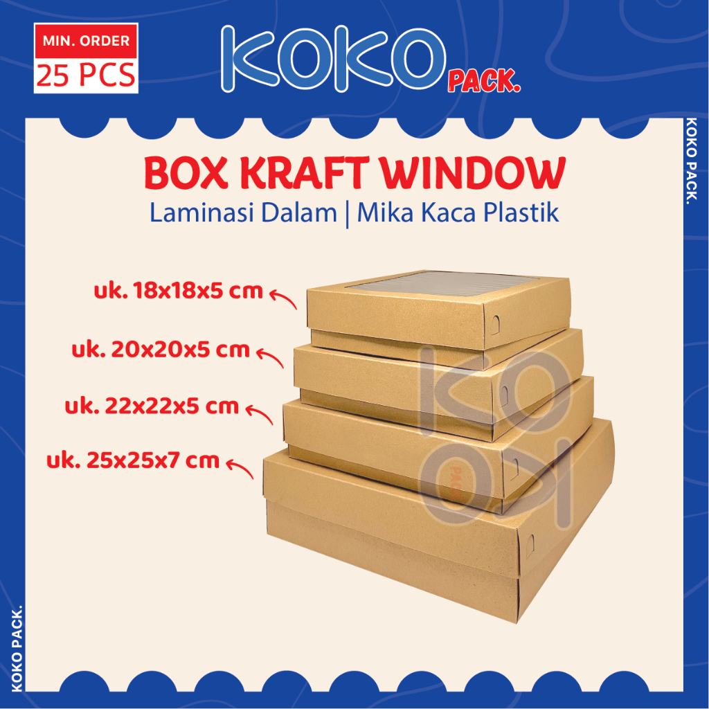 Jual Box Kraft Window Tebal Laminasi Dalam 18 20 22 25 | Dus Snack ...