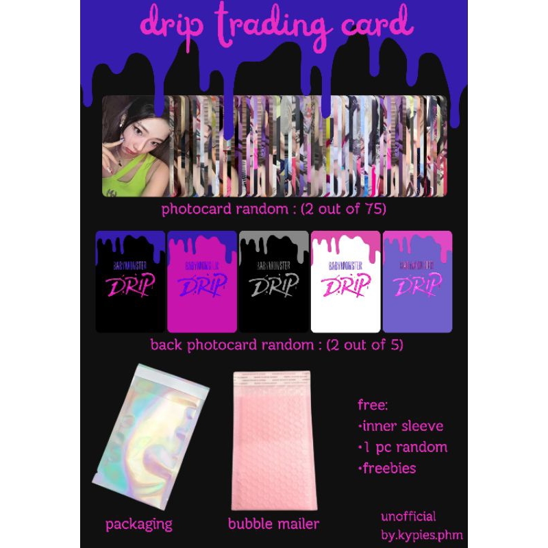 Jual (READY STOCK) trading card baby monster "DRIP" unofficial (bisa ...
