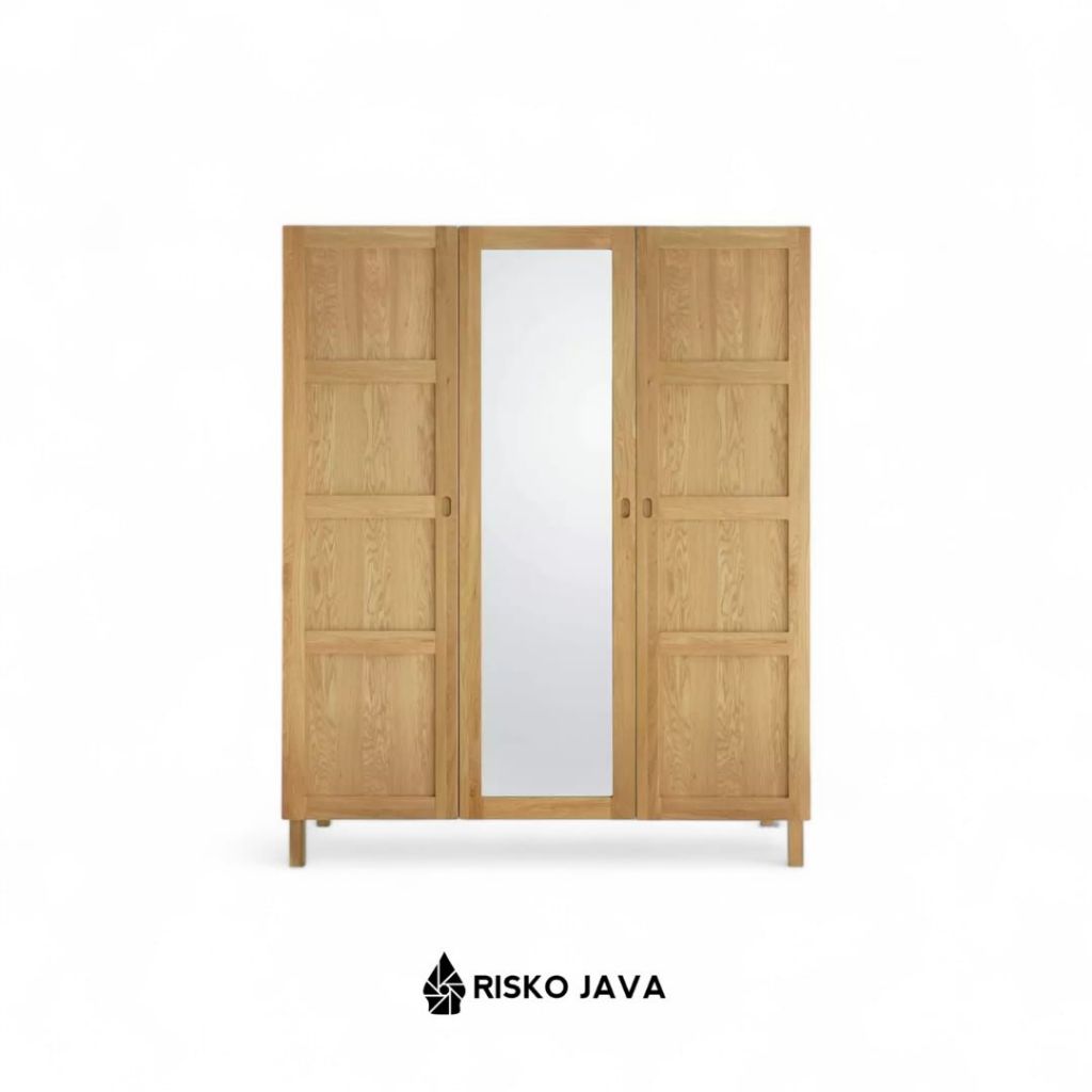 Jual Almari Kayu Jati / Almari Pakaian Pintu Kaca / Almari 3 Pintu ...