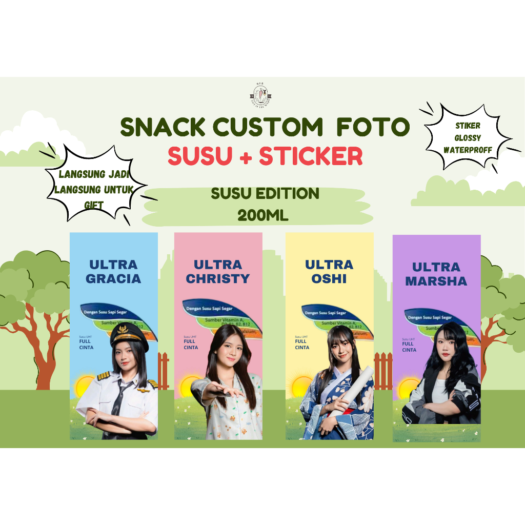 Jual SNACK CUSTOM FOTO INCLUDE PRODUK DAN STIKER EDISI SUSU ULTRA ...