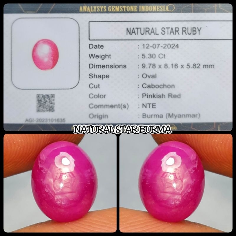 Jual RUBY STAR BURMA PATKWA ( ASLI ORI MYANMAR ) | Shopee Indonesia