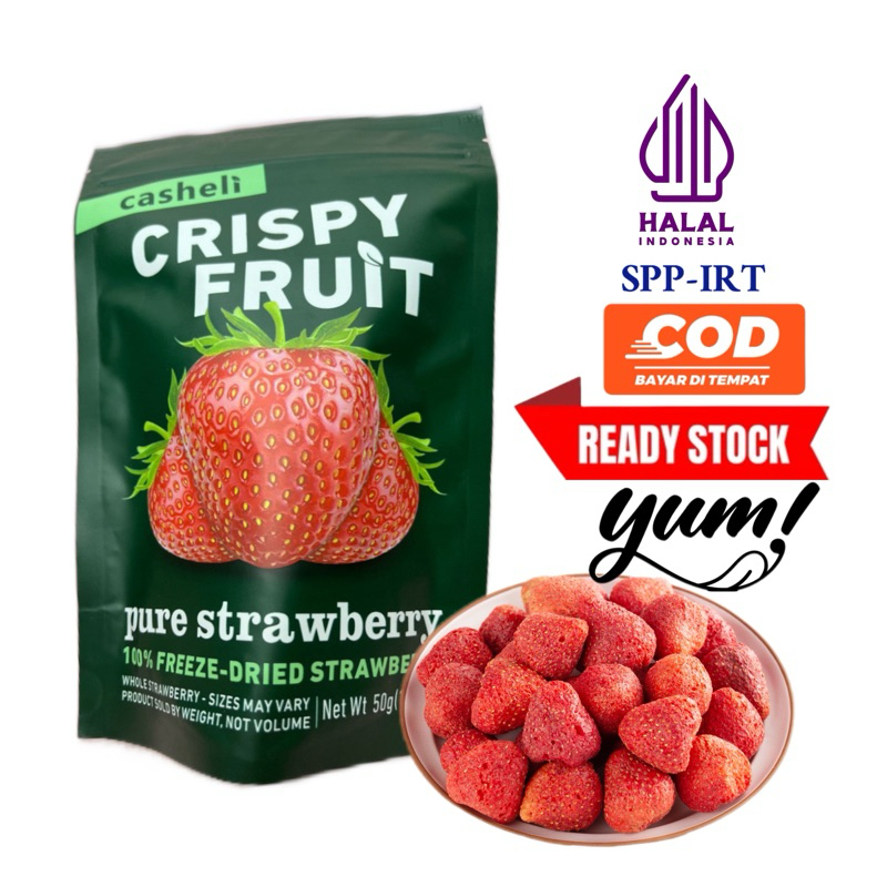 Jual casheli Strawberry Kering Freeze Dried Utuh Premium Fresh Baru Crispy Original Sweet Taste ...