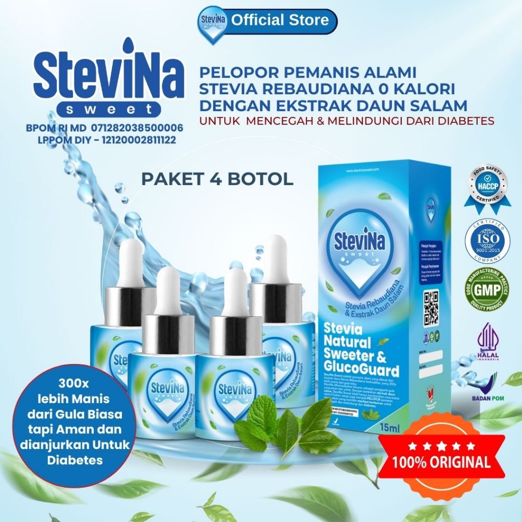 Jual Stevina sweet Pelopor Pemanis Stevia dan Daun salam Pengganti gula ...