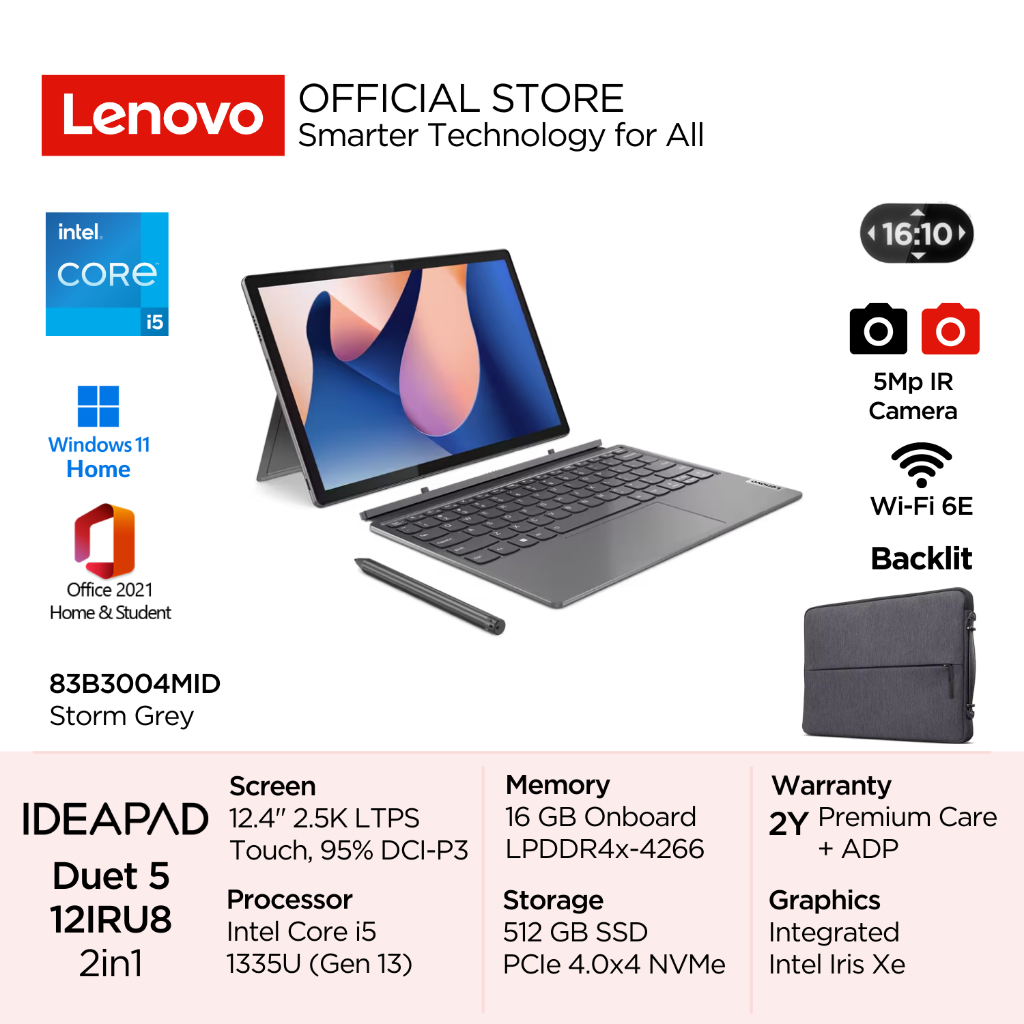 Jual Lenovo 2in1 IdeaPad Duet 5i 12IRU8 4MID Intel Core i5 1335U Win11 ...