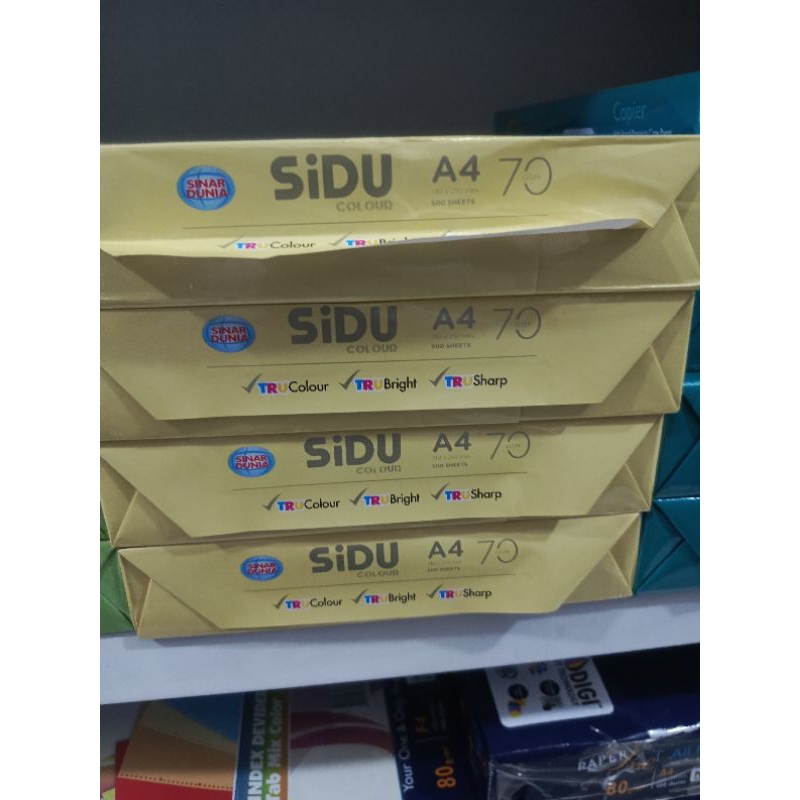 Jual Kertas Hvs Sidu warna Kuning A4 70gr 1 Rim isi 500 Lembar | Shopee ...