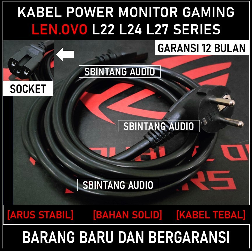 Jual Kabel power untuk MONITOR LED LENOVO L22 L24 L27 SERIES | Shopee Indonesia