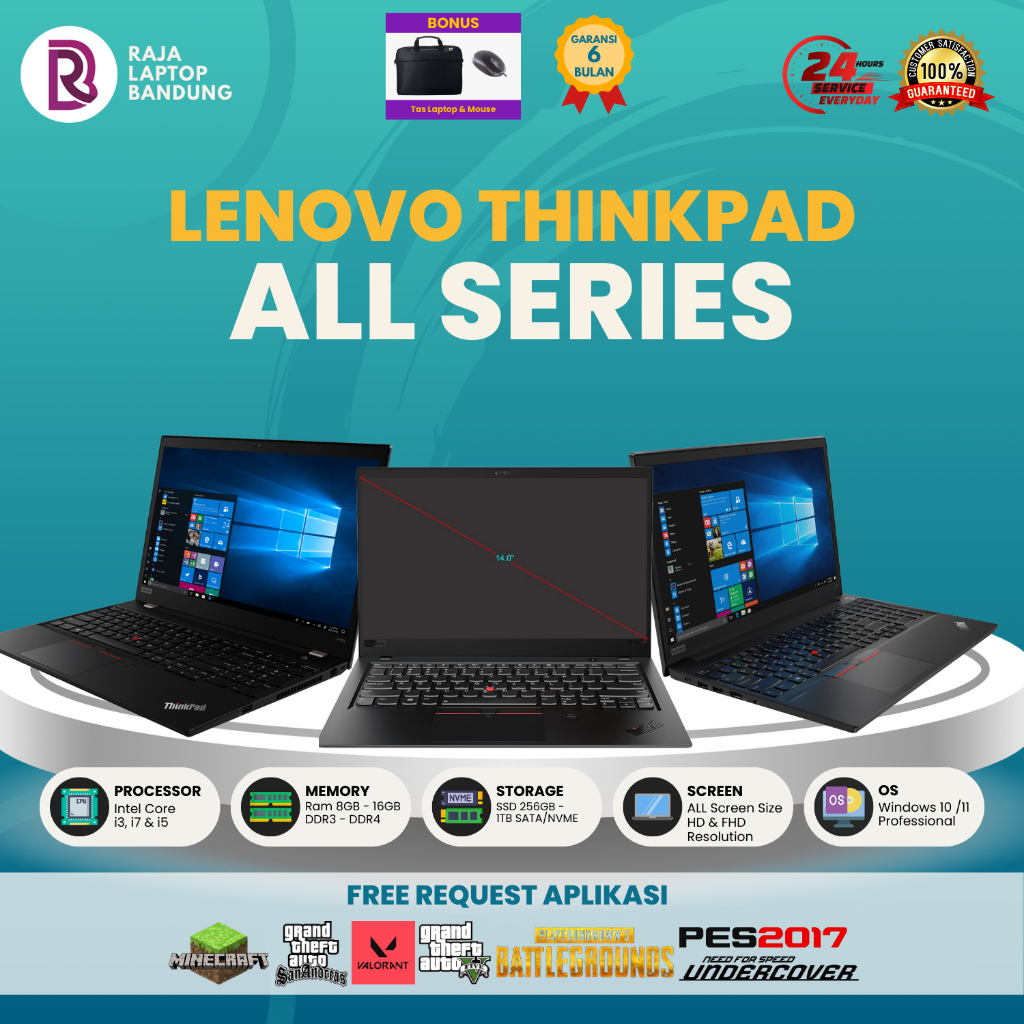 Jual Laptop Lenovo Thinkpad ALL series Seri X i5 | i7 RAM 8GB - 16GB ...