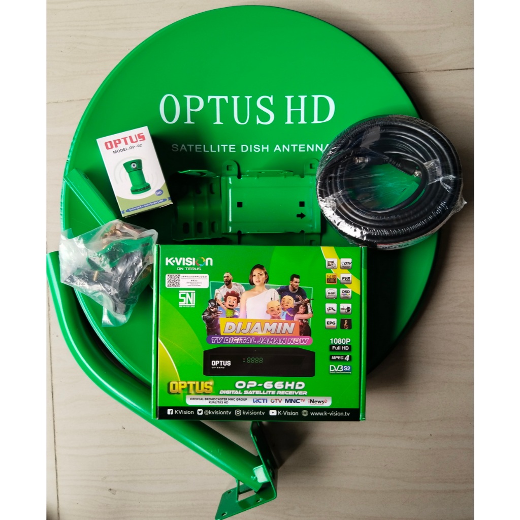 Jual OPTUS Satellite Receiver HD Lengkap Dish Parabola Offset Diameter 45cm & LNB & Kabel Gratis ...