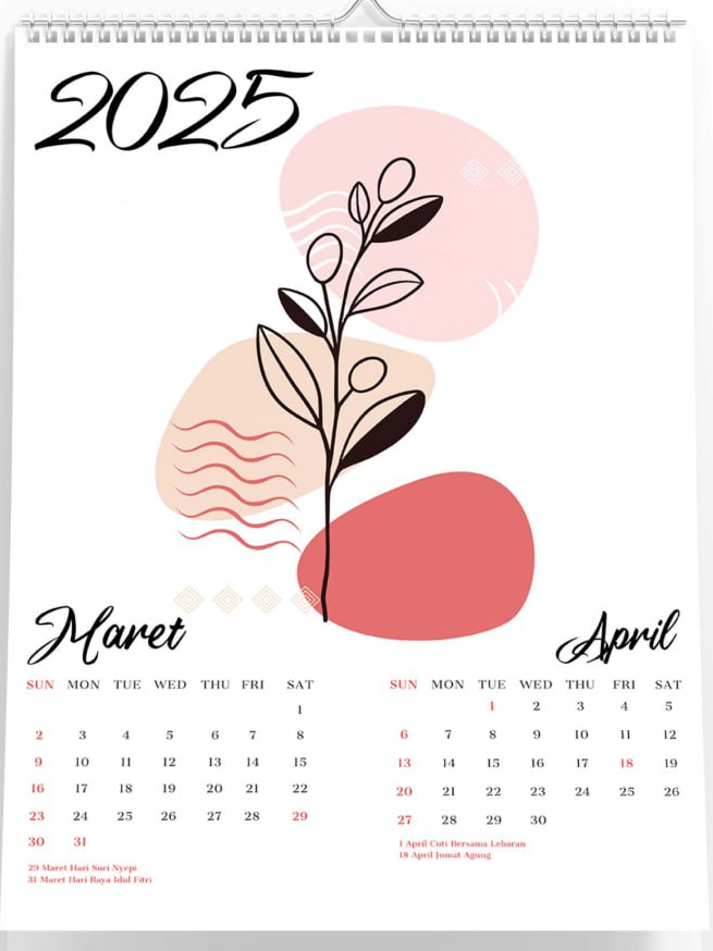 Jual Kalender Dinding Tahun 2025 Kalender A3 Flower Aesthetic Murah ...