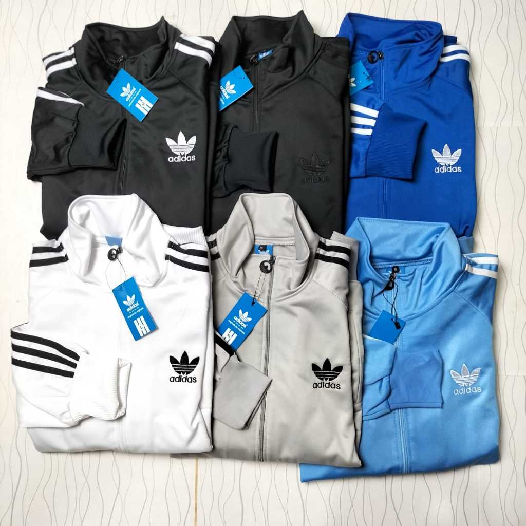 Jual ADIDAS-Jaket Basic Tracktop Pria Wanita Adds Logo Bordir Hitam Firebird Terlaris/Jaket Pria ...