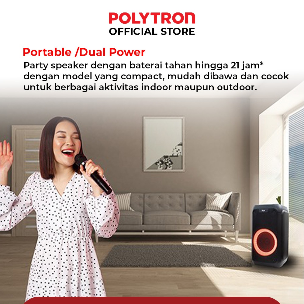 Jual Polytron Party Speaker Bluetooth Karaoke Portable Wireless PPS ...