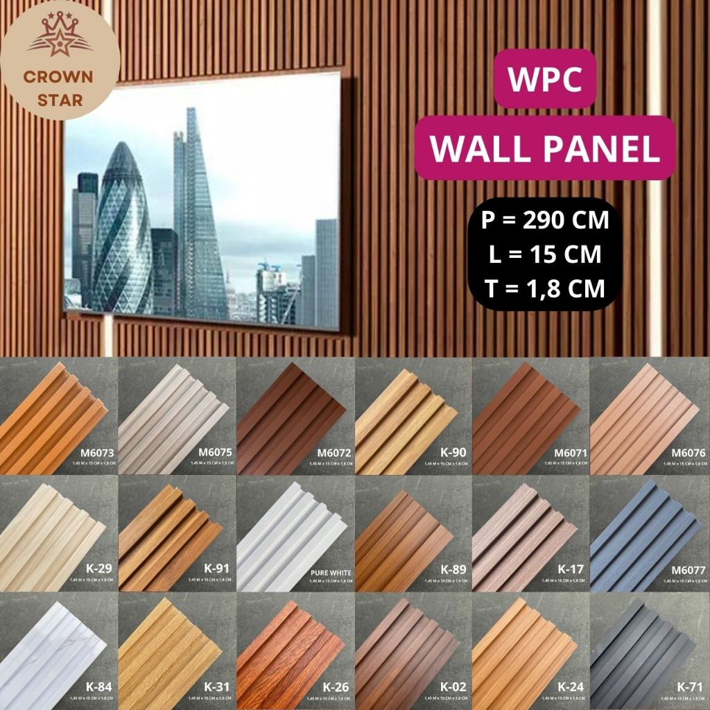 Jual Crown Star - WPC Wall Panel 3 Meter x 15 cm x 18 mm Premium Wood Panel Dinding Plafon WPC ...