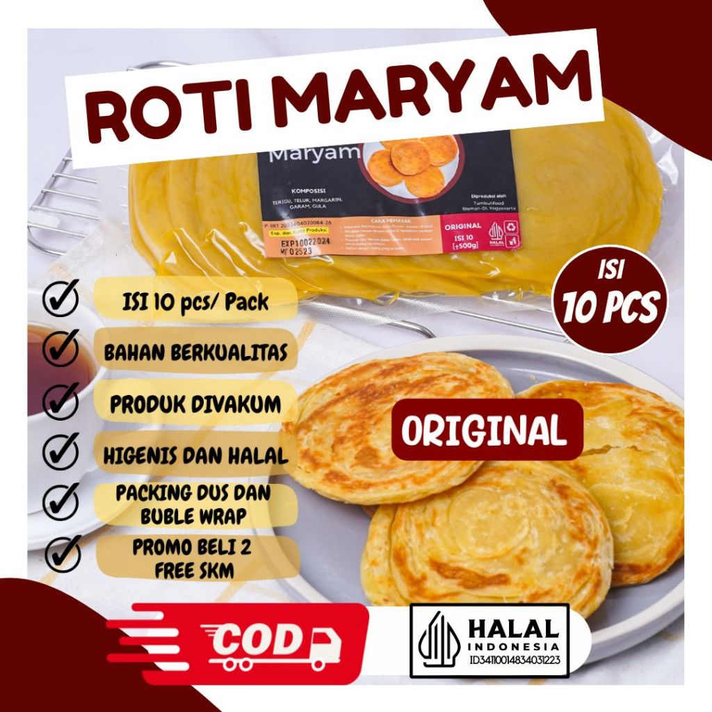 Jual ISI 10 Roti Maryam Original / Roti Cane / Canai (GROSIR) | Shopee ...