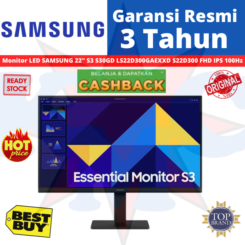 Jual Monitor LED SAMSUNG 22" LS22D300GAEXXD S22D300 S3 S30GD FHD IPS ...