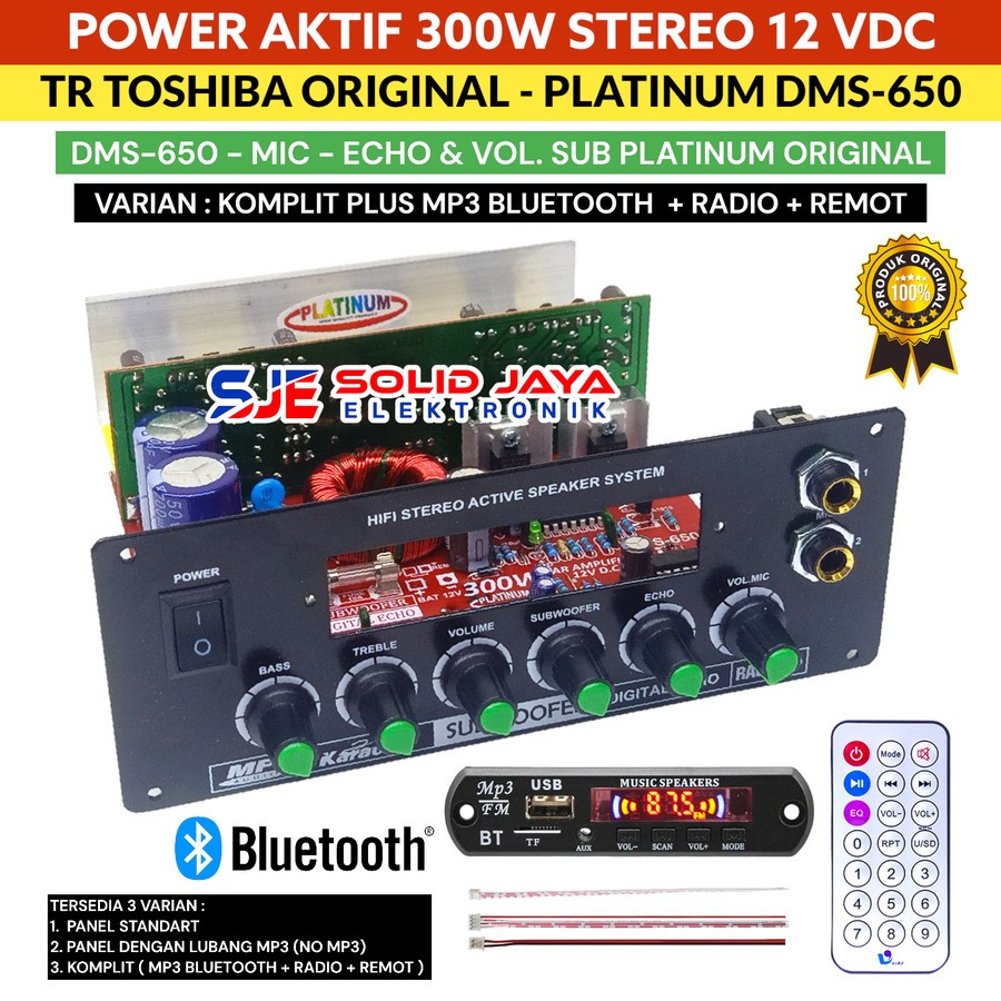 Jual KIT POWER AKTIF MOBIL 12V 300W DM650 MP3 BLUETOOTH BT STEREO PLUS TONE SUBWOOFER ECHO MIC ...