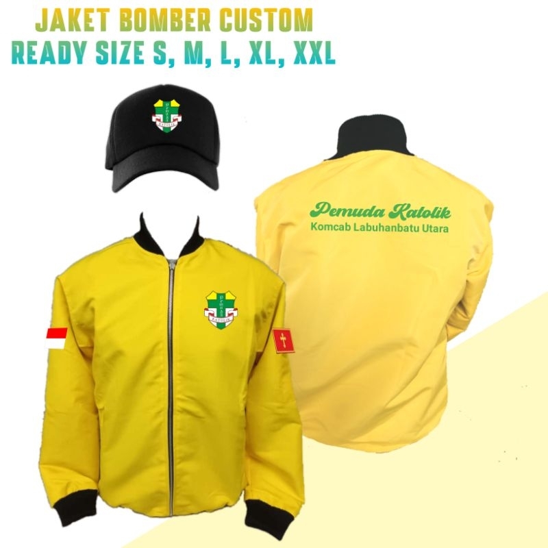 Jual JAKET BOMBER CUSTOM JAKET PEMUDA KATOLIK FREE TOPI | Shopee Indonesia