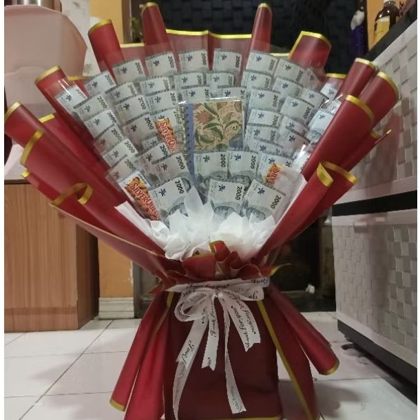 Jual buket uang 30 50 100 lembar / buket sultan extra jumbo/ buket uang ...