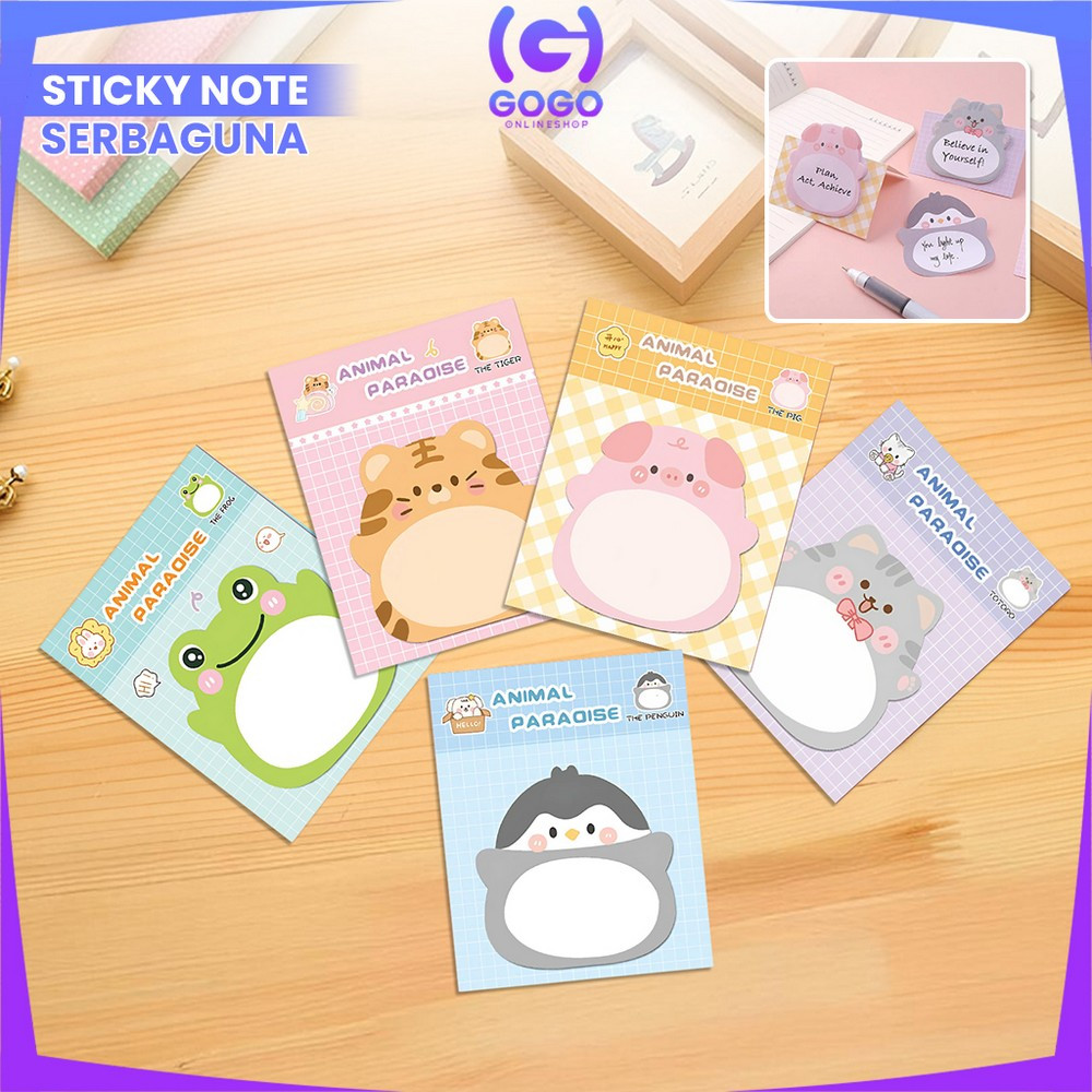 Jual GOGO-A103 Sticky Notes Motif Hewan Isi 20 Lembar / Tempelan Kertas ...