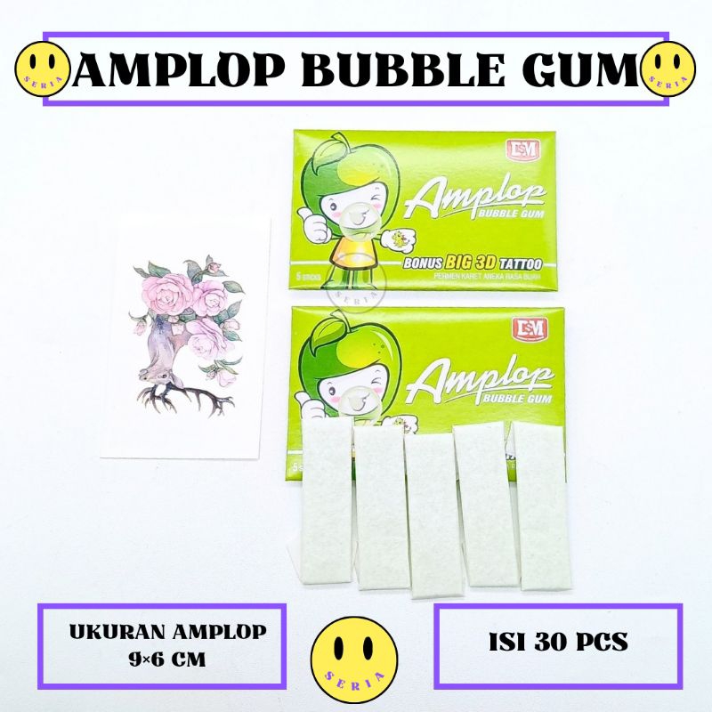 Jual DSM PERMEN AMPLOP BIG TATTO/AMPLOP BUBBLE GUM PERMEN KARET RASA ...