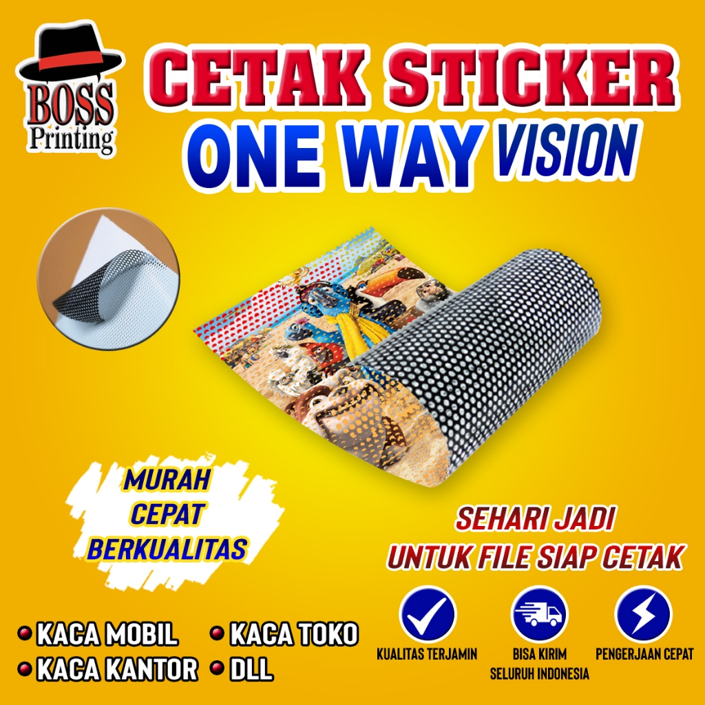 Jual Cetak sticker oneway vision|sticker kaca mobil|print one way ...