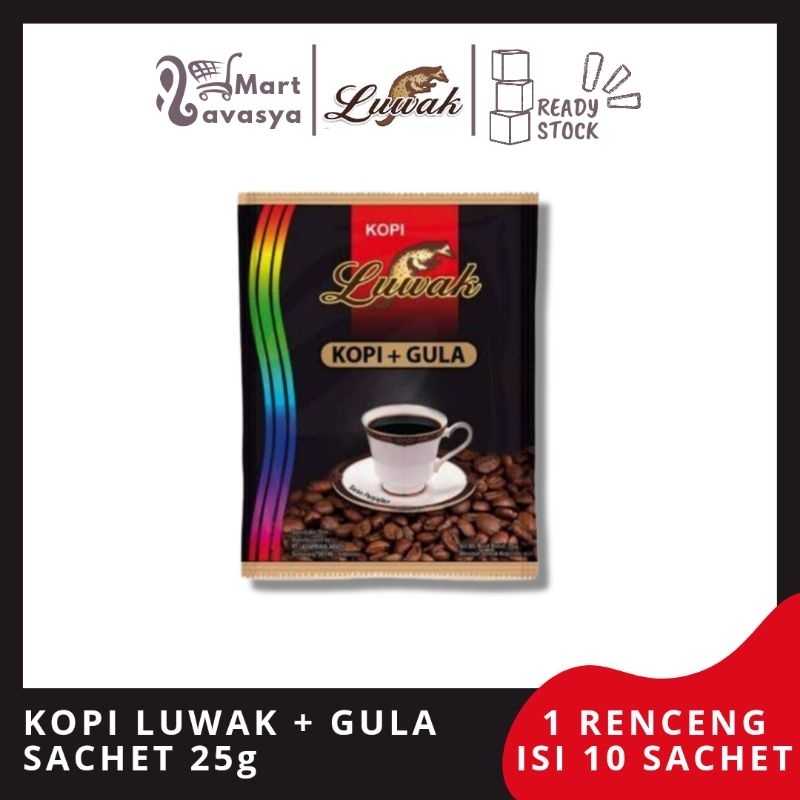 Jual KOPI LUWAK + GULA SACHET 25g - 1 RENCENG ISI 10 SACHET - KOTA ...