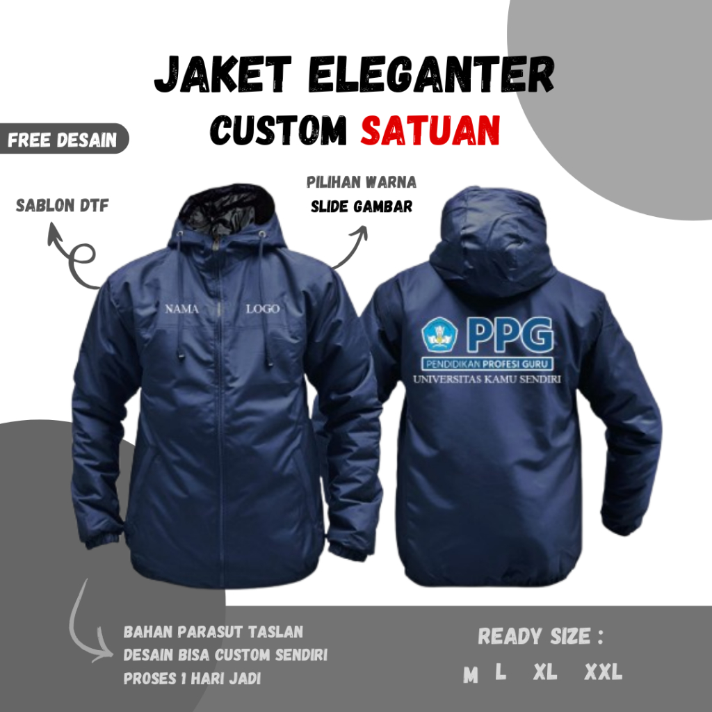 Jual Jaket Custom Parasut Sablon PPG / Jaket Guru / Jaket Custom Desain ...