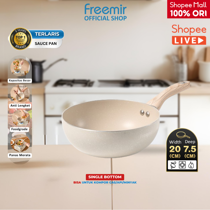 Jual Special freemir Sauce Pan Beige Series 20cm Wajan Anti Lengket ...