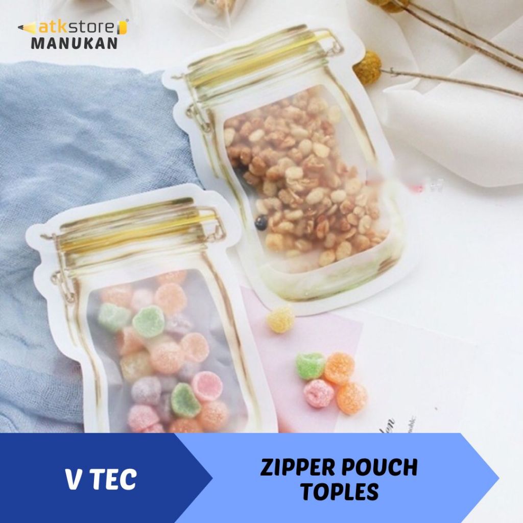 Jual V TEC STANDING POUCH KLIP Makanan Sachet ZIPPER BAG Bentuk Toples ...