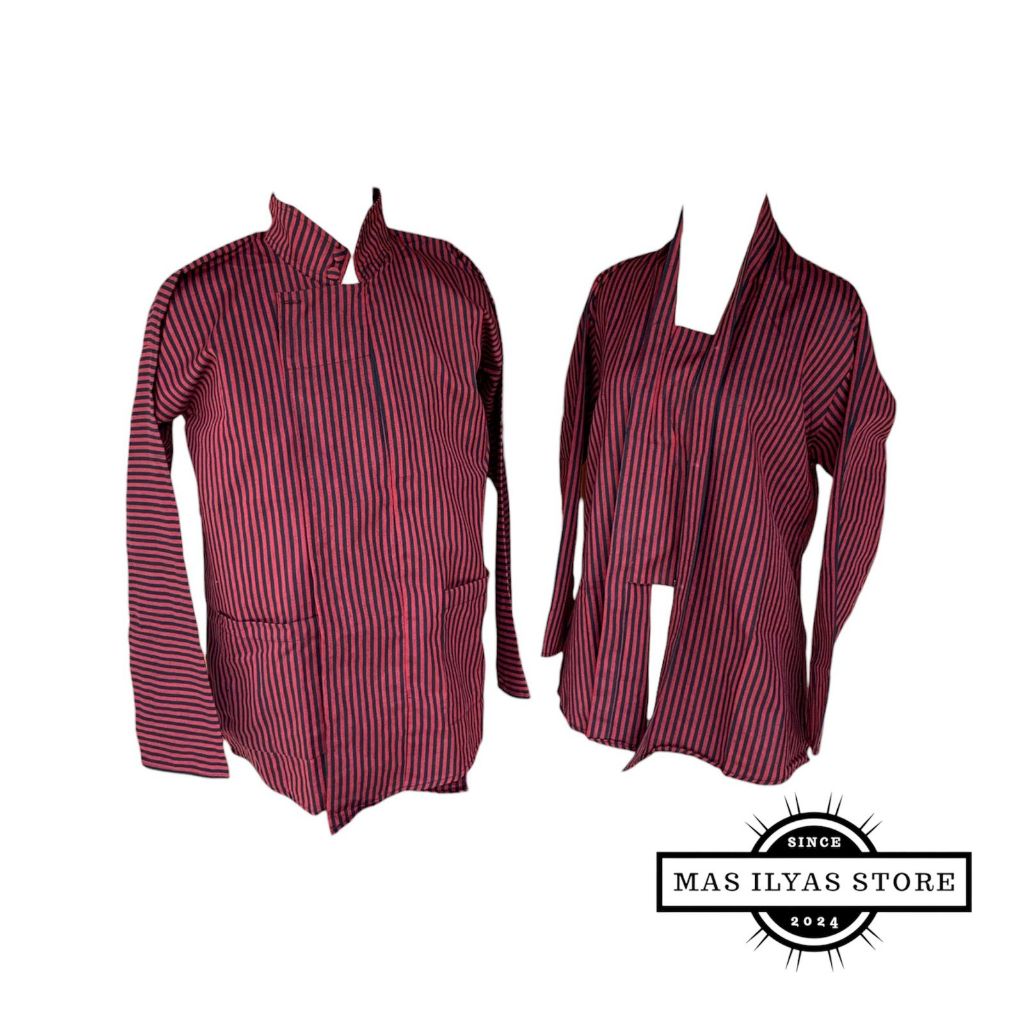Jual Surjan Lurik Merah Pria Wanita Dewasa/Baju Tradisional Solo Jogja ...