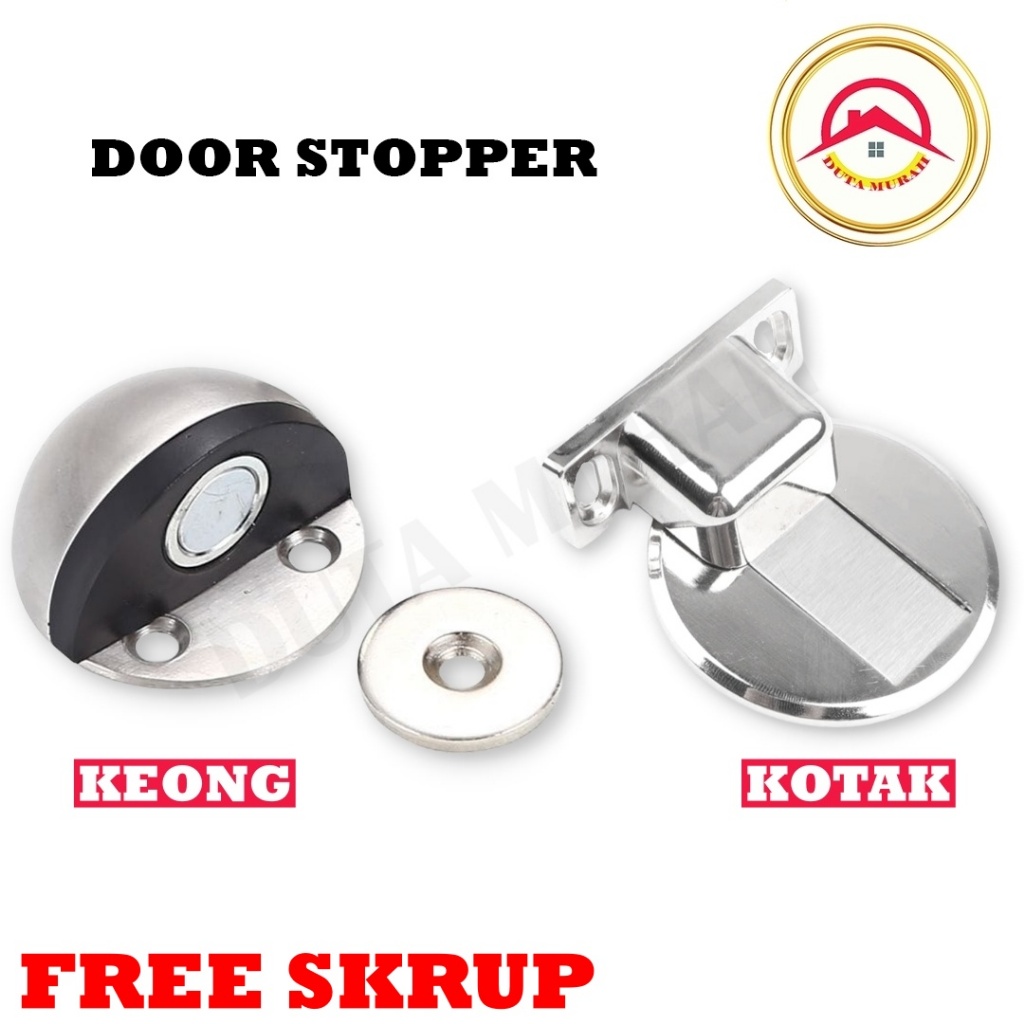 Jual Door Stop Stopper STAINLESS Bulat Keong Penahan Pintu Lantai Karet ...