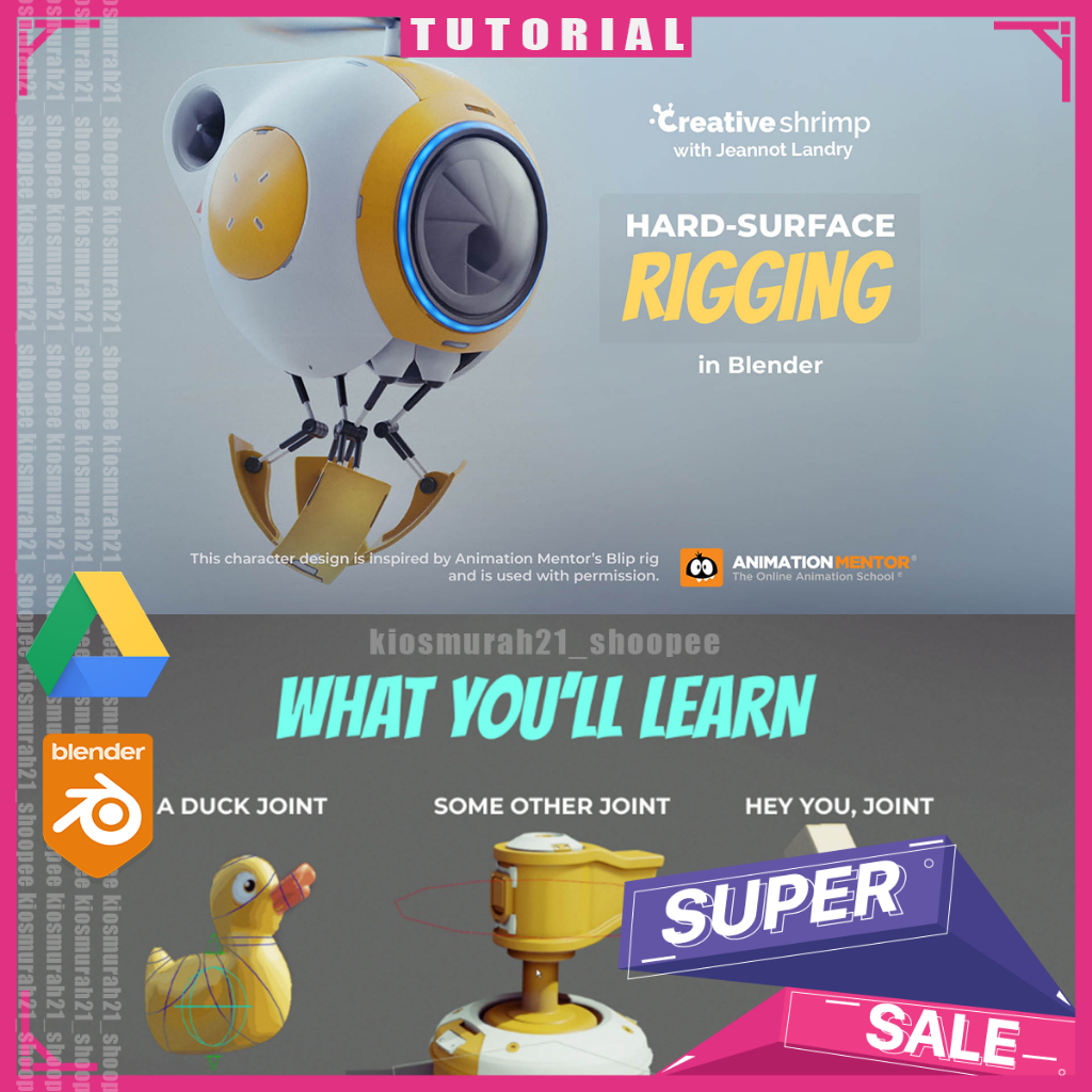 Jual Blender 3D - Creative Shrimp - Hard Surface Rigging In Blender 3D Blender Tutorial | Shopee ...