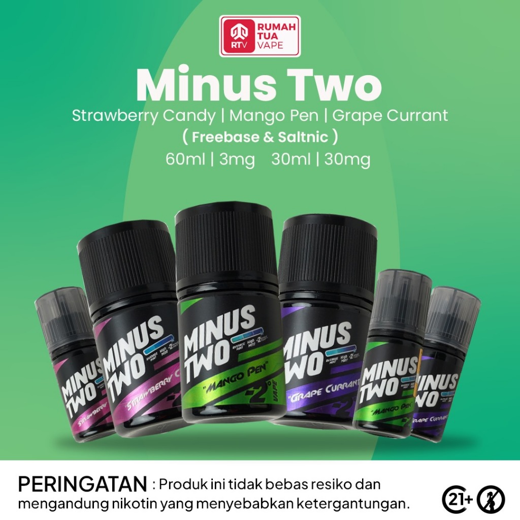 Jual MINUS TWO FREEBASE & SALTNIC 3MG 60ML | 30MG 30ML PREMIUM LIQUID ...