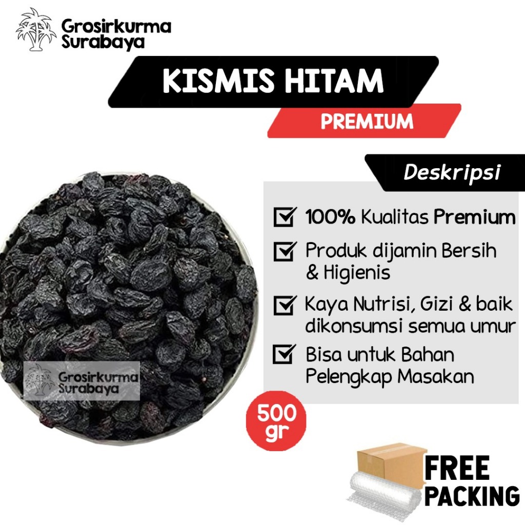 Jual Kismis Hitam 500gr Premium Dark Raisin Enak Untuk Camilan ...