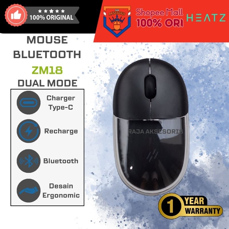 Jual HEATZ Mouse Rechargeable Bluetooth Wireless 1900 DPI 2.4G Dual ...