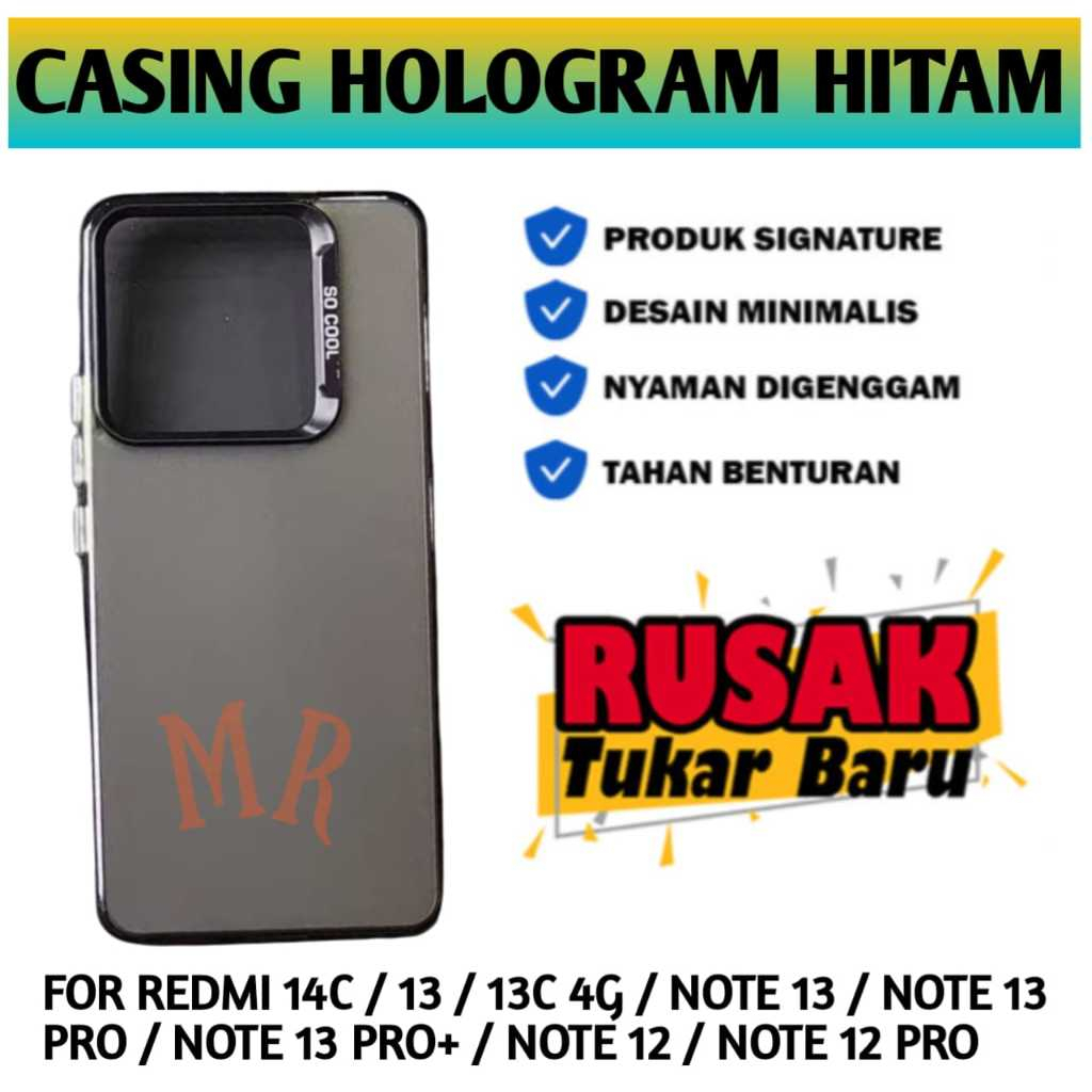 Jual CASING CASE PLATE IMD HOLOGRAM BLACK ONLY FOR REDMI 14C / 13 / 13C ...