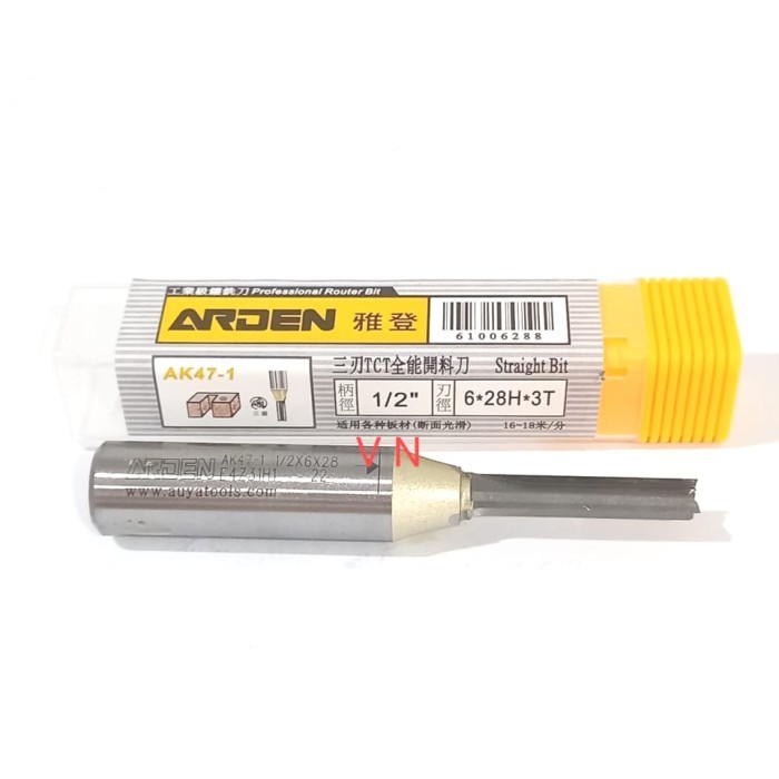 Jual Mata Router/Profil CNC 3 Mata/Flute 6mm x 28mm As 1/2 Straight ...