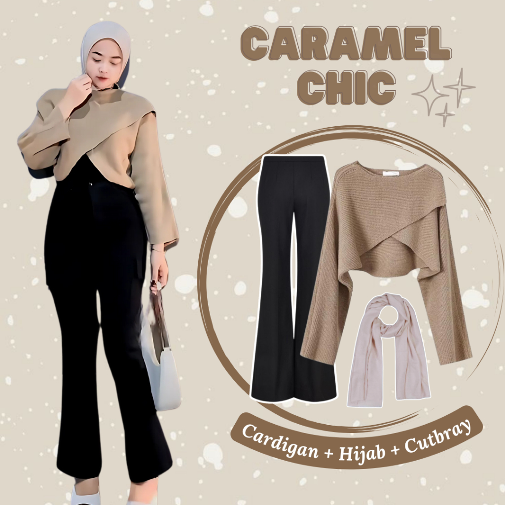 Jual One Set Korean Style 3IN1 (Cardigan Crop - Celana Cutbray - Bella ...