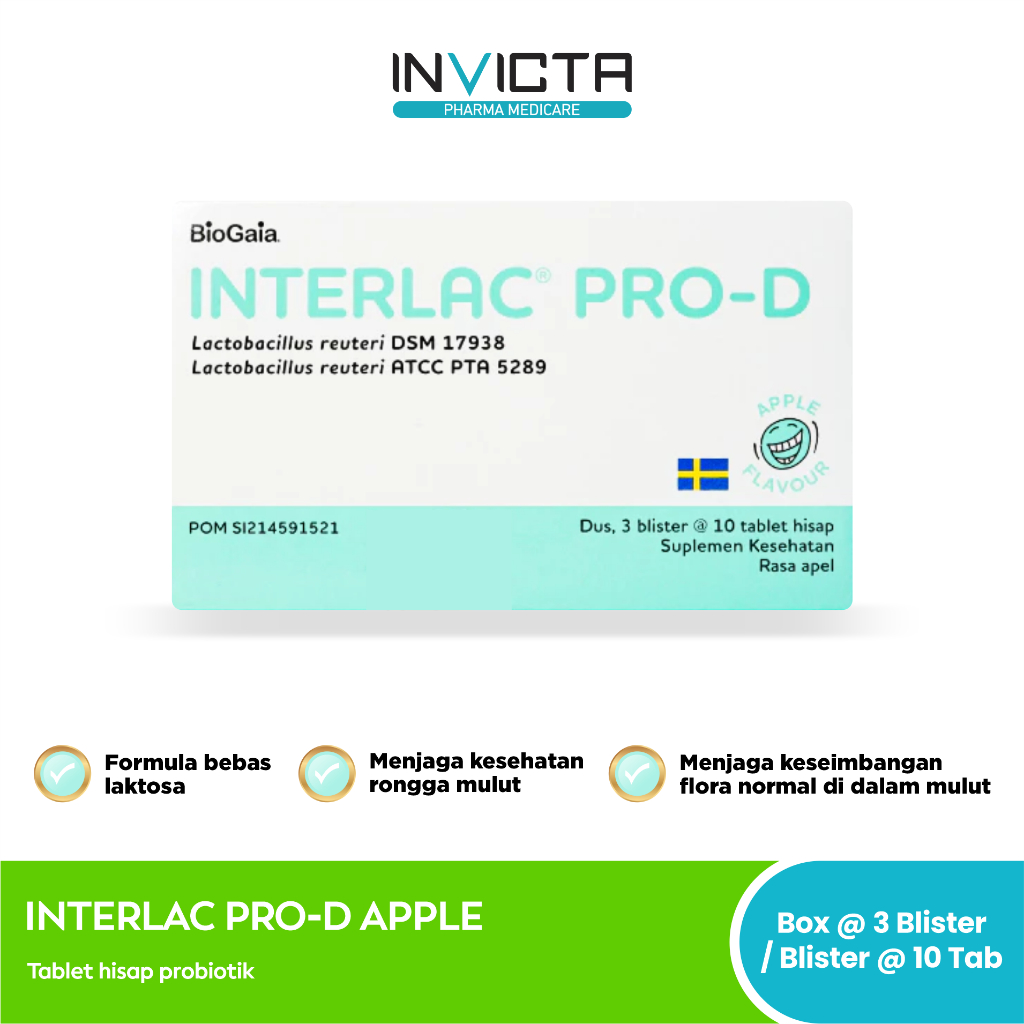 Jual Interlac Pro-D Apple ( Probiotik untuk Menjaga Kesehatan Gigi ...