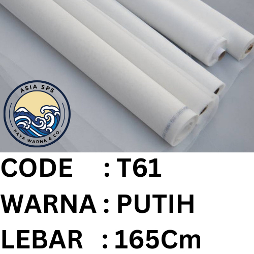 Jual Kain Screen Sablon T61 Lebar 165cm PUTIH (perMETER) | Shopee Indonesia