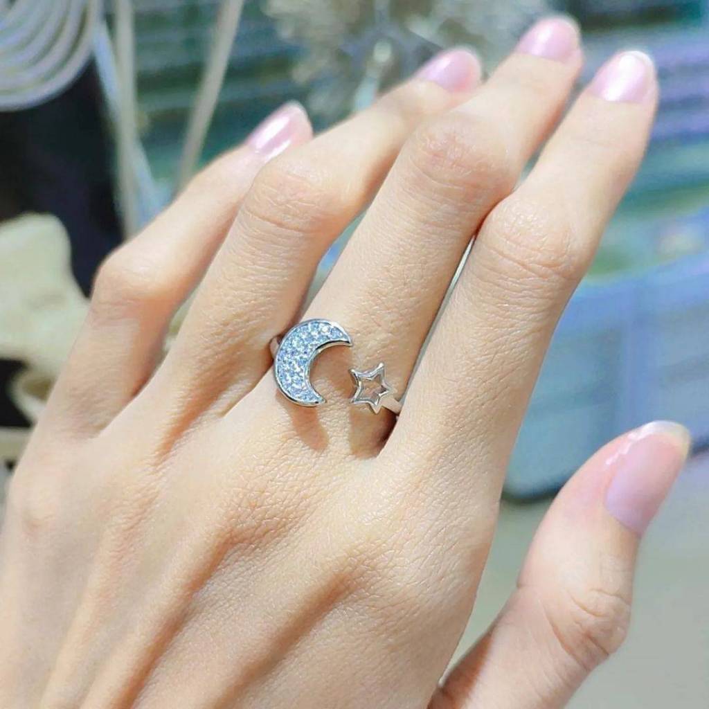 Jual Cincin Bulan Bintang Asli Perak925 HG387 | Shopee Indonesia
