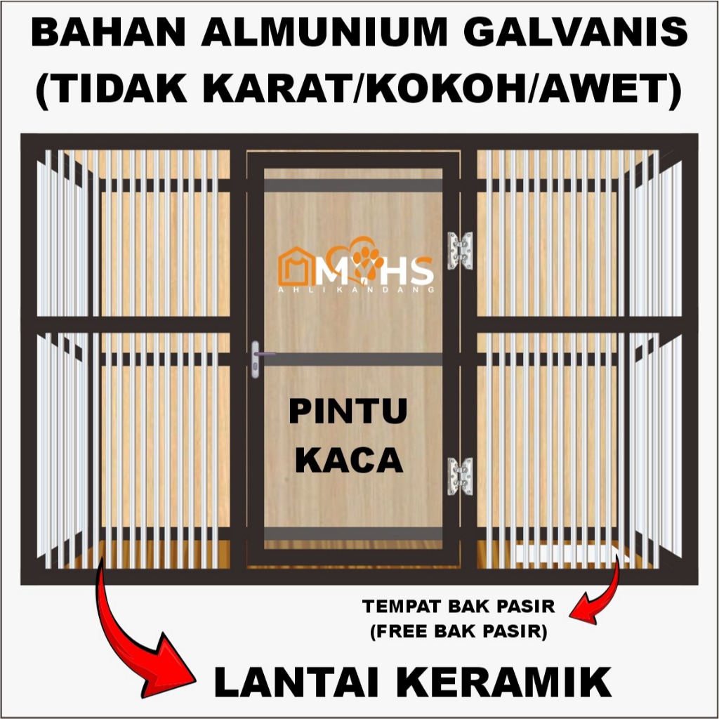 Jual CAT CAGE Kandang Rumah Kucing Almunium Galvanis Anti Karat Premium ...