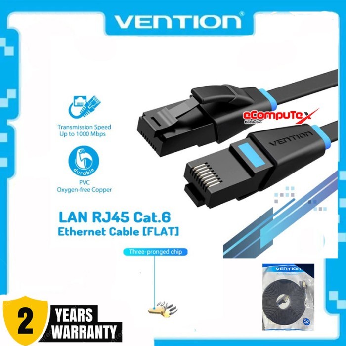 Jual VENTION CABEL LAN CAT 6 FLAT IBA GIGABIT | KABEL CAT6 ETHERNET 1 ...