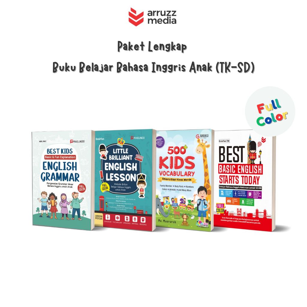Jual Paket Lengkap Buku Belajar Bahasa Inggris Anak TK - SD Full Color Arruzzmediastore | Shopee ...