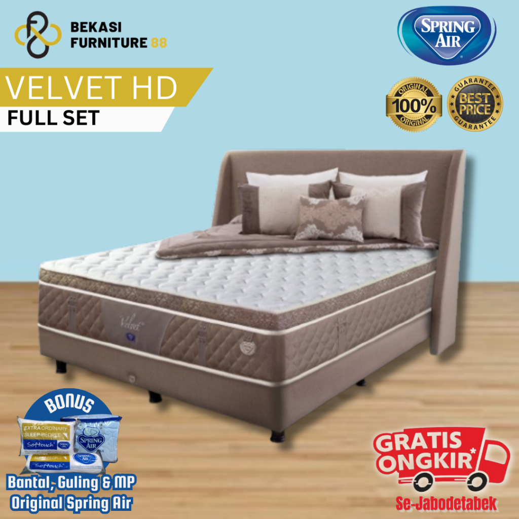 Jual FULL SET Kasur Spring Air Springbed Spine Saver Velvet HD | Shopee ...
