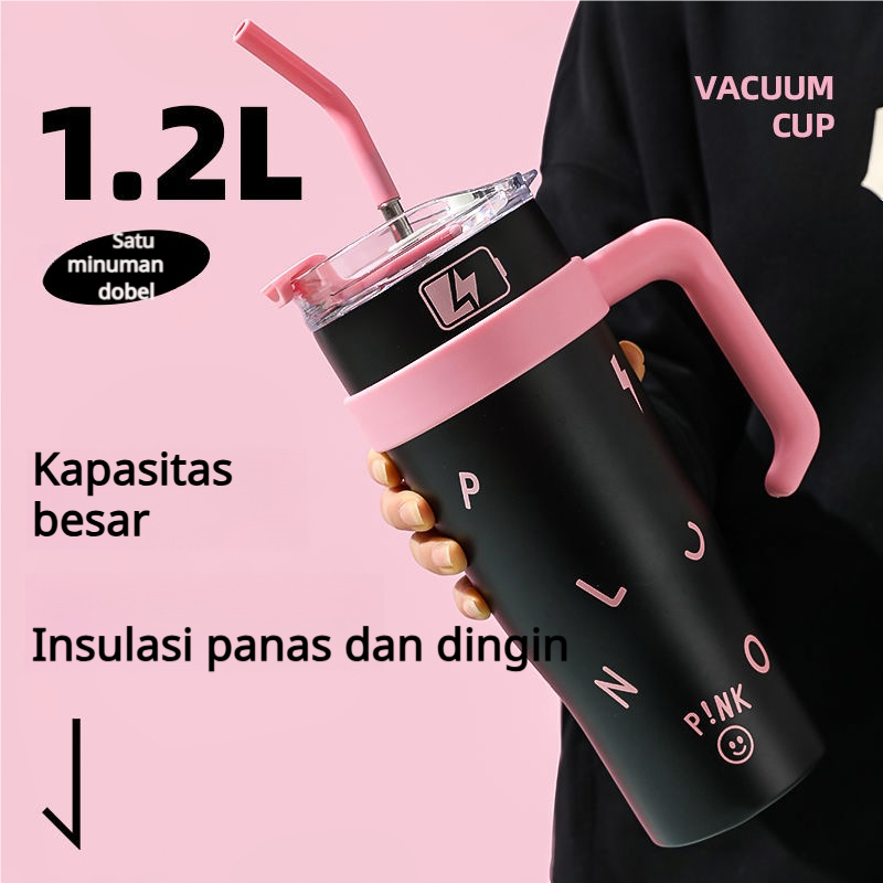Jual Tumbler Stainless Steel Botol Minum 1200 ML Sedotan Mug Mug ...